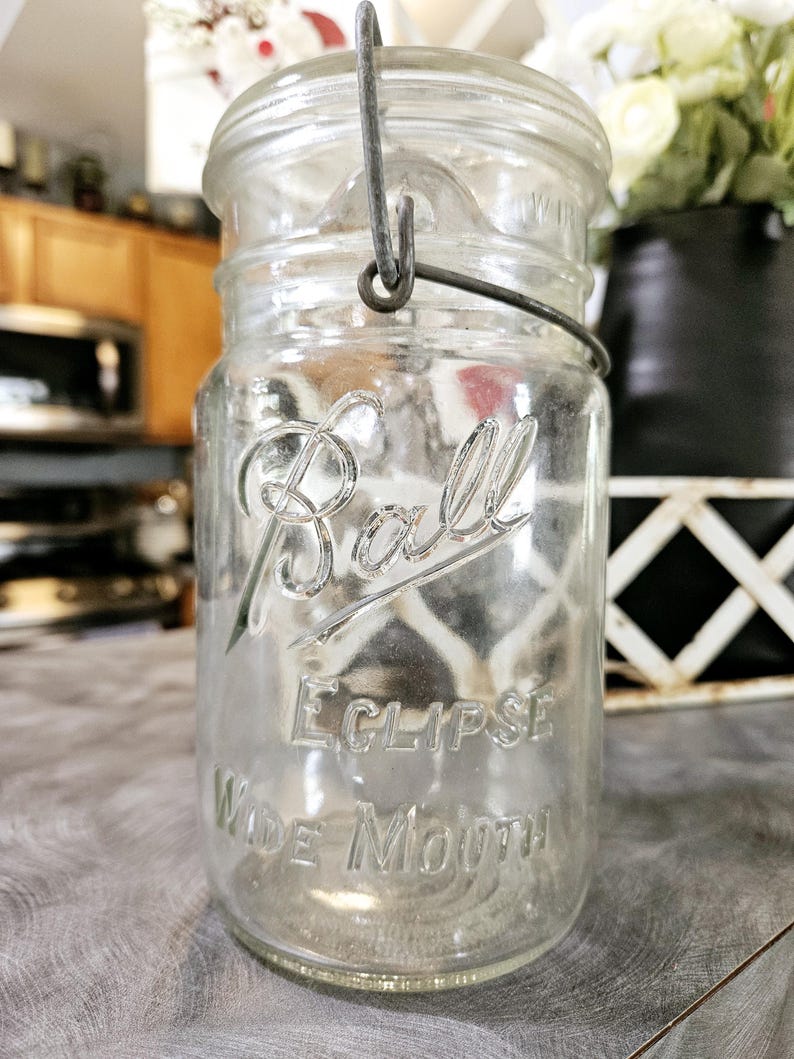 Vintage Ball Eclipse Wide Mouth Round Clear 1 Quart Glass Canning Jar - Etsy