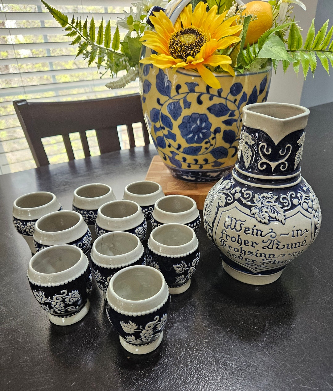 Geritz Gerz West Germany Pottery Wine Pitcher With 9 Cups - Etsy