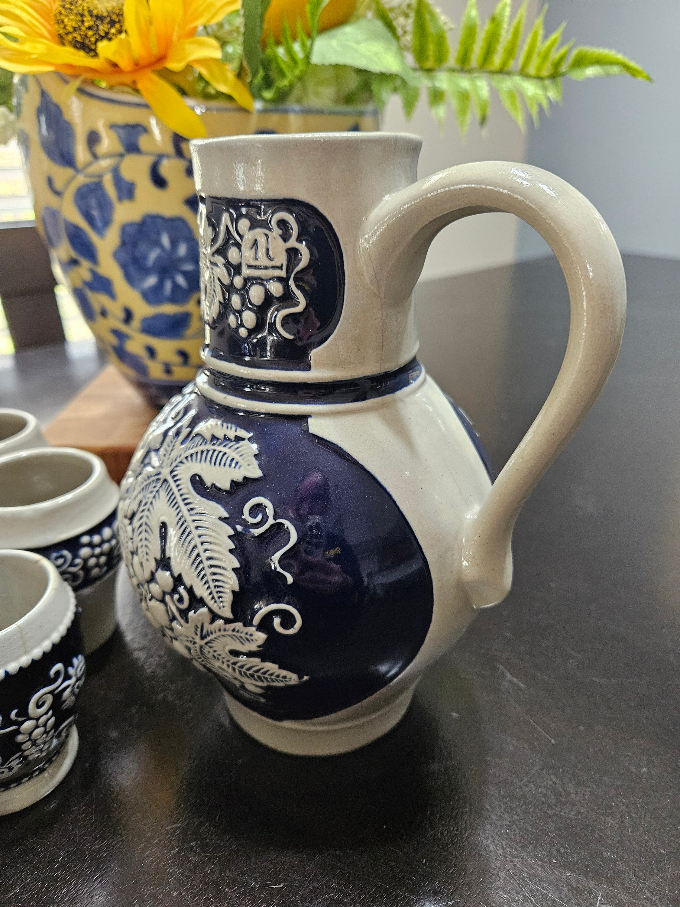 Geritz Gerz West Germany Pottery Wine Pitcher With 9 Cups - Etsy