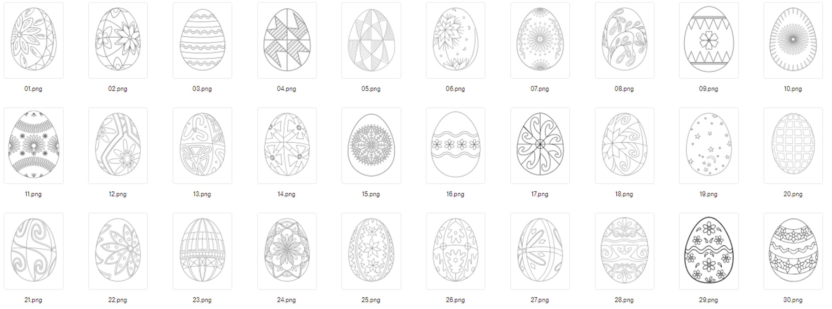 30 Easter Eggs for Coloring Bundle , Pages, School, Activities, HAPPY ...