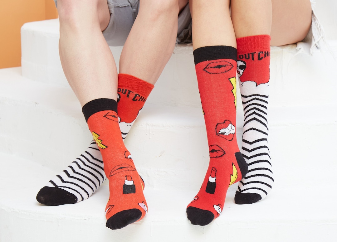Out Chill Pattern Funny Socks, Mismatch Socks, Unisex Cozy Casual Socks ...