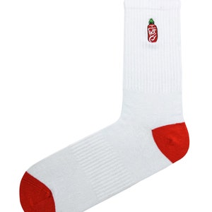 6 Pairs Fast Food Embroidered Crew Socks, Hamburger, Hot Dog, Pizza ...