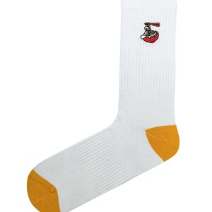 6 Pairs Fast Food Embroidered Crew Socks, Hamburger, Hot Dog, Pizza ...