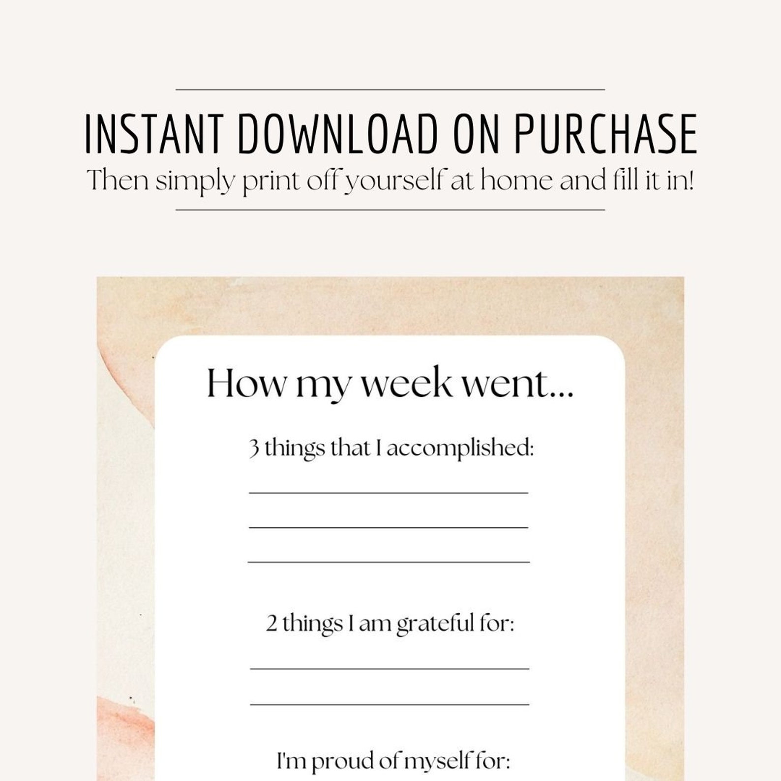 Weekly Review, Gratitude Worksheet, Reflection Worksheet, Weekly ...