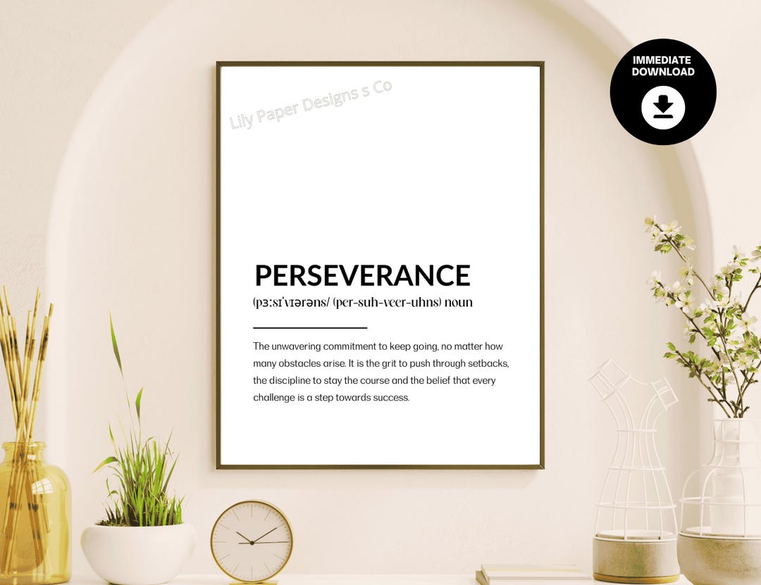 Perseverance Typography Print – Motivational Strength Bold & Powerful ...