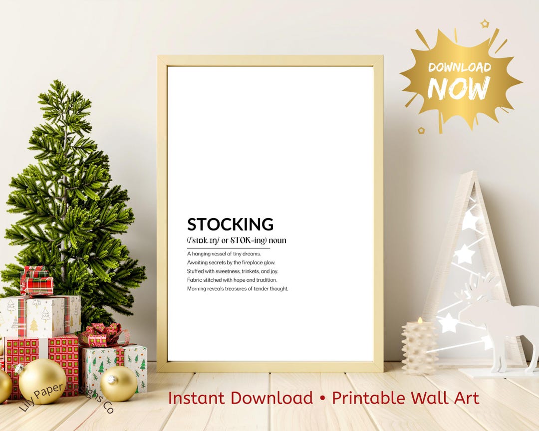 Stocking Definition Print | Cosy Christmas Wall Art | Festive Holiday ...