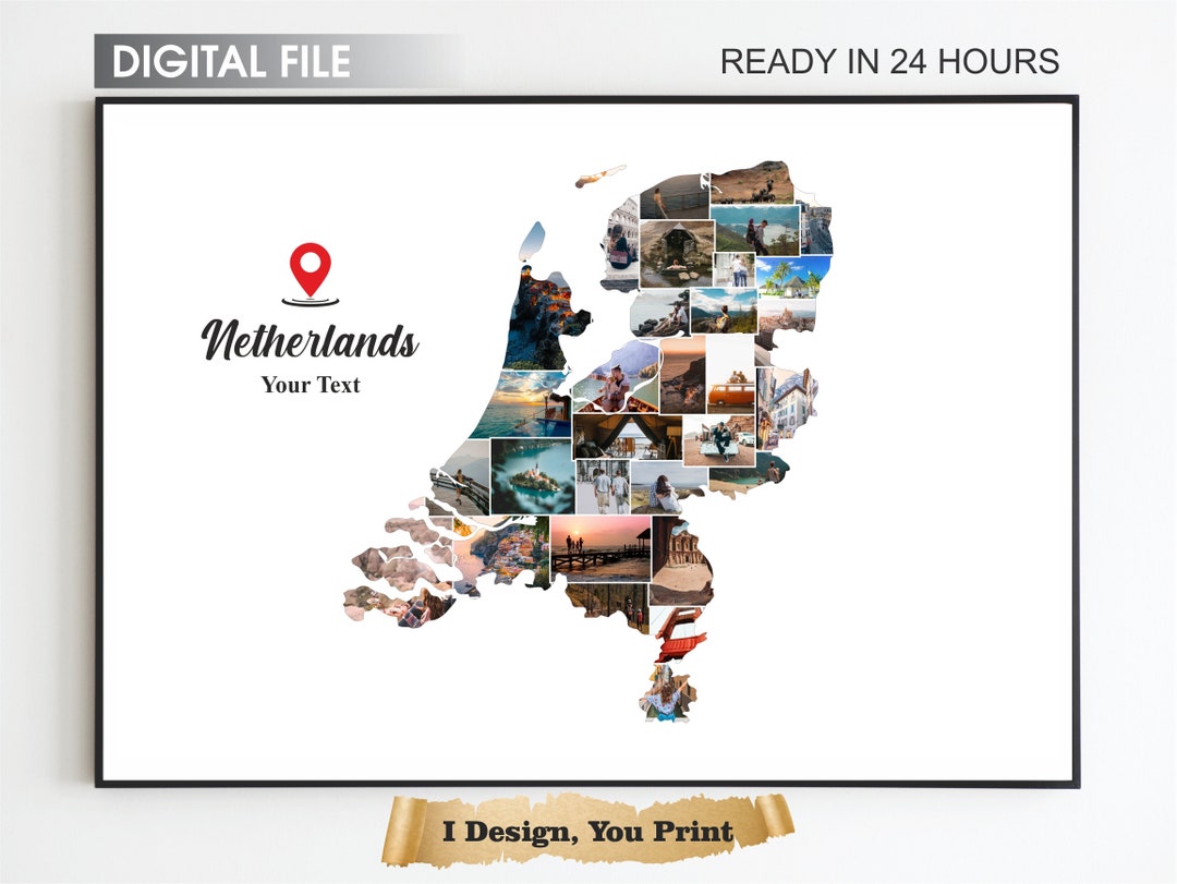 Netherlands Map Photo Collage: Personalized Travel Gift (digital File ...