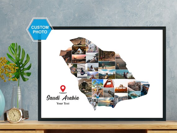Saudi Arabia Map Photo Collage Saudi Arabia Travel Gift Map - Etsy