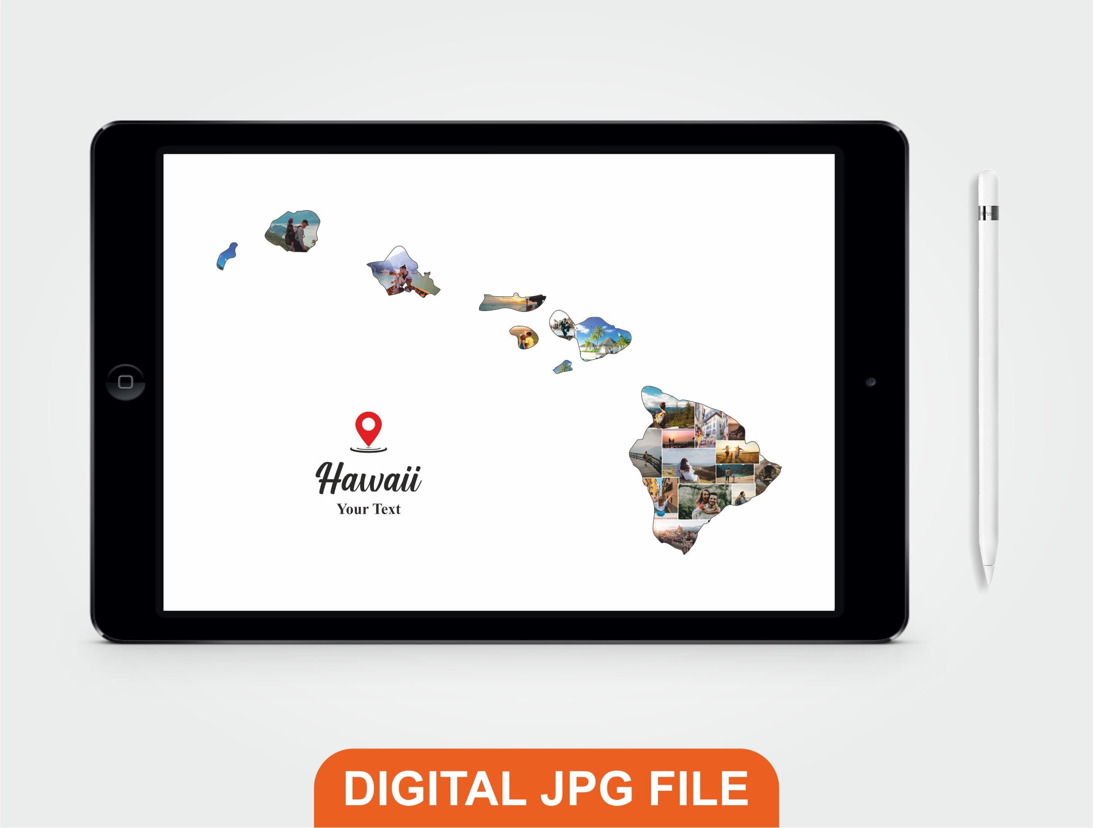 Hawaii Map Photo Collage, Hawaii Travel Gift, Map Photo Collage ...