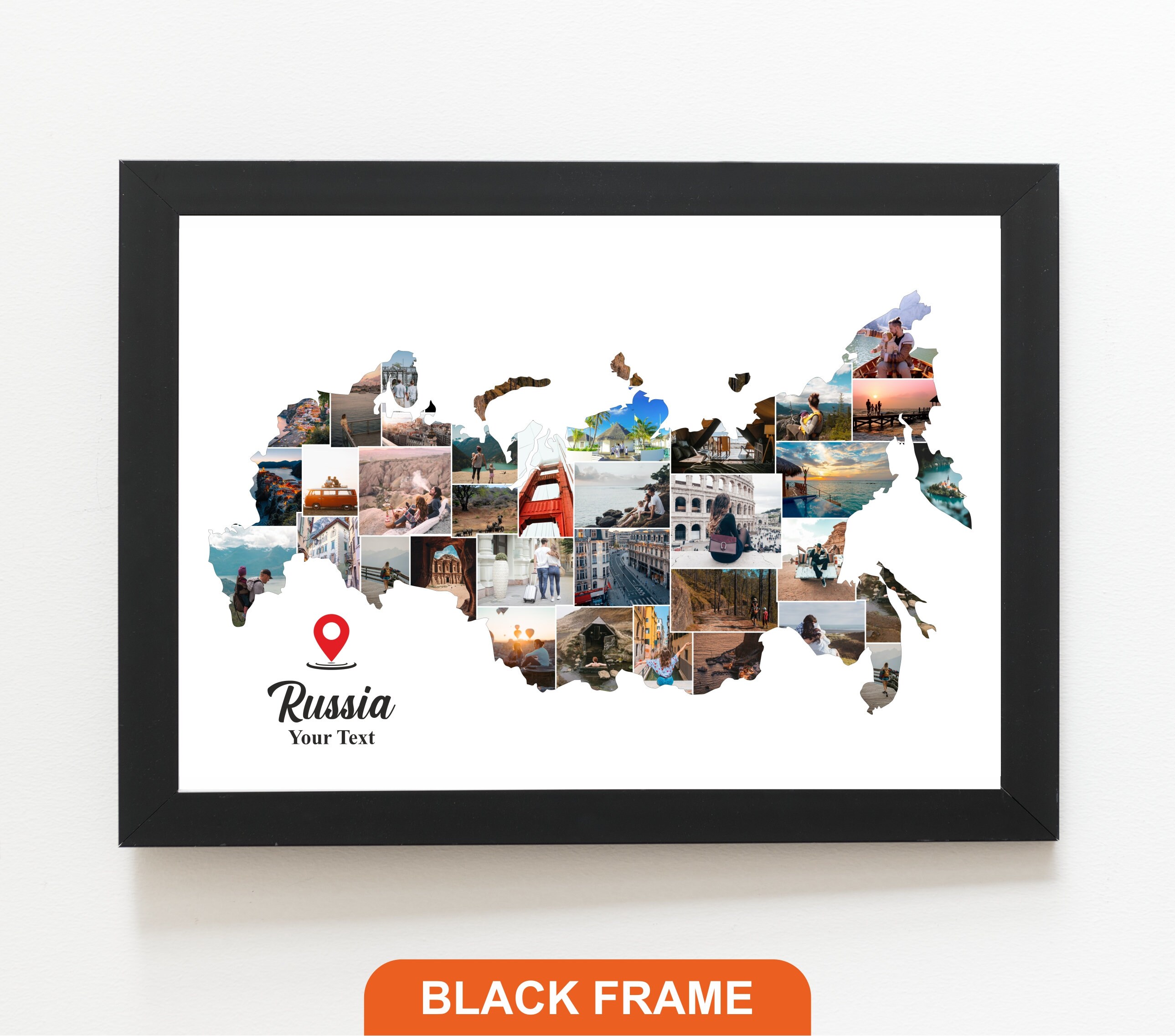 Russia Map Photo Collage, Russia Travel Gift, Map Photo Collage ...