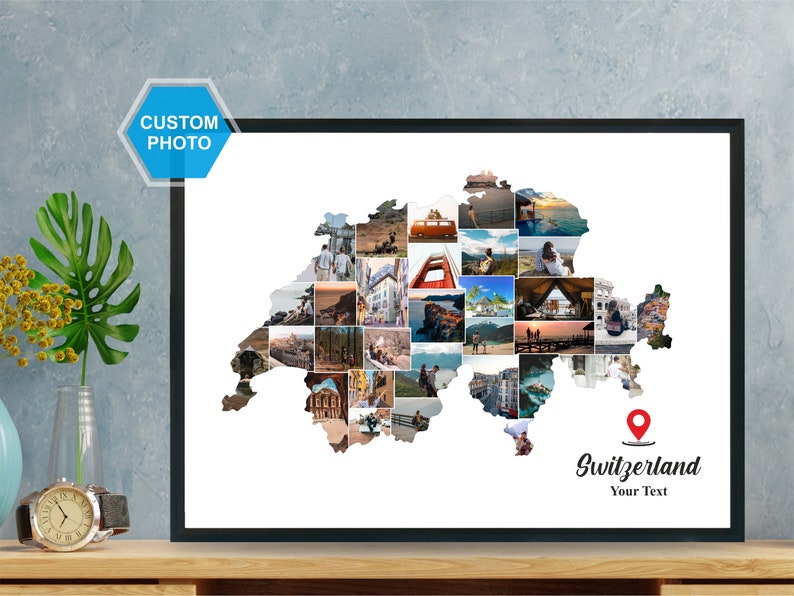 Switzerland Map Photo Collage: Personalized Travel Gift (digital File ...