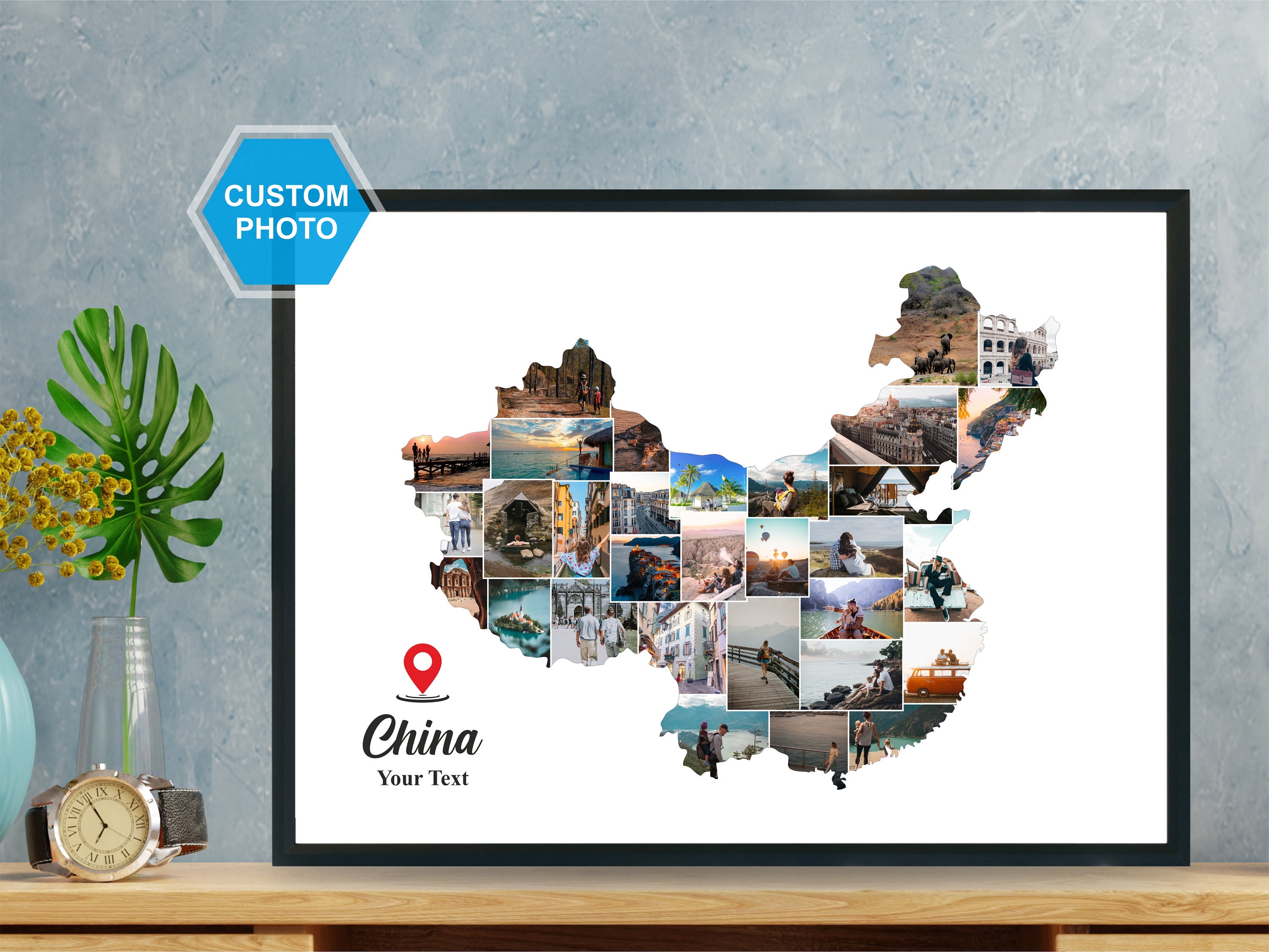 China Map Photo Collage, China Travel Gift, Map Photo Collage, Travels ...