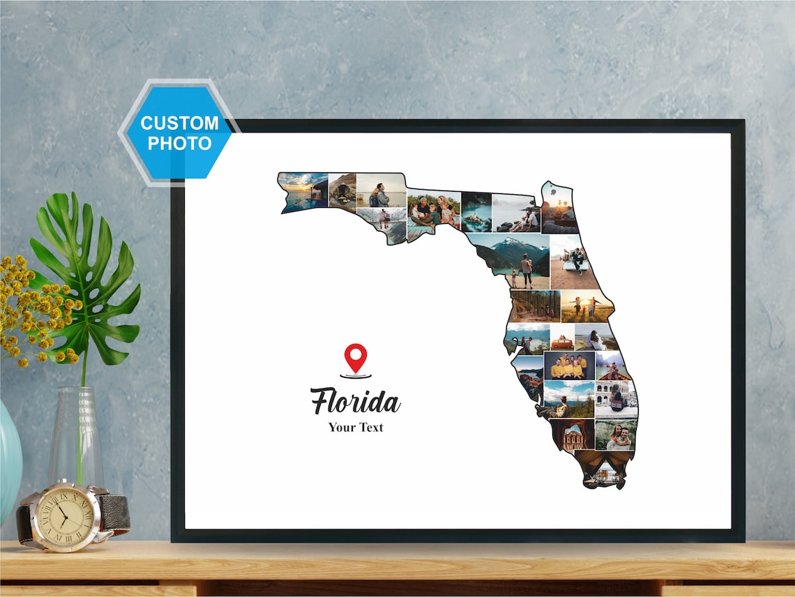 Florida Map Photo Collage: Personalized Travel Gift (digital File) - Etsy