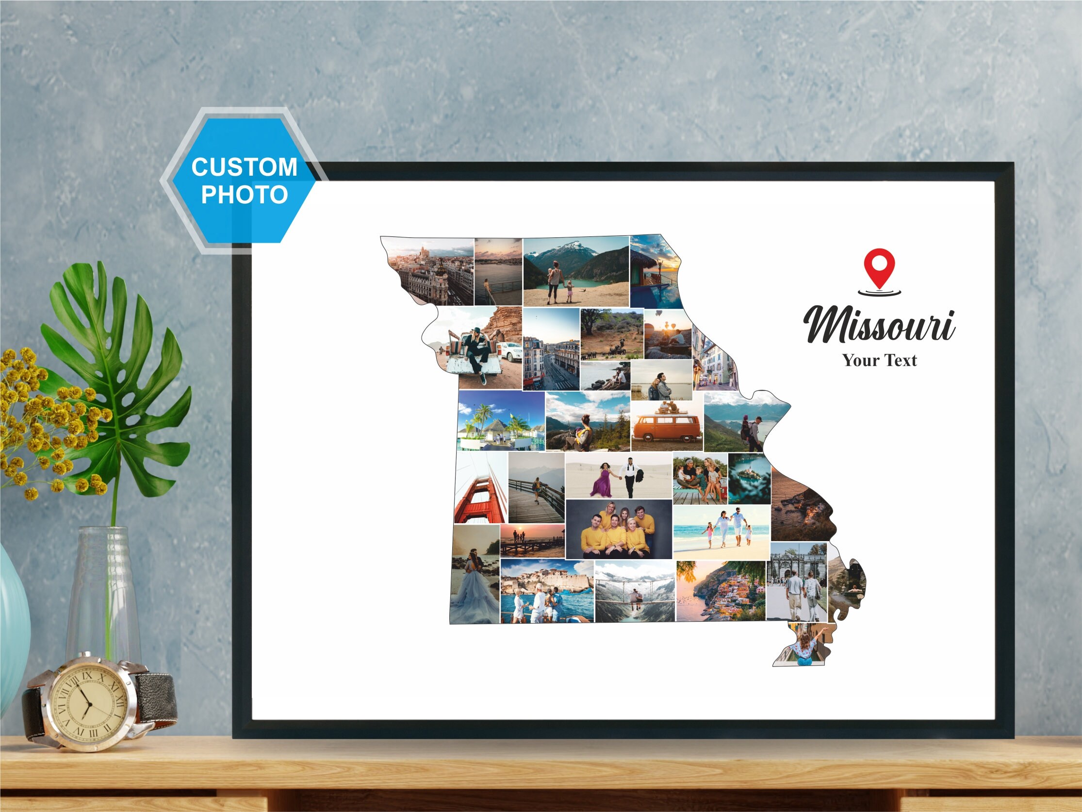 Missouri Map Photo Collage, Missouri Travel Gift, Map Photo Collage ...
