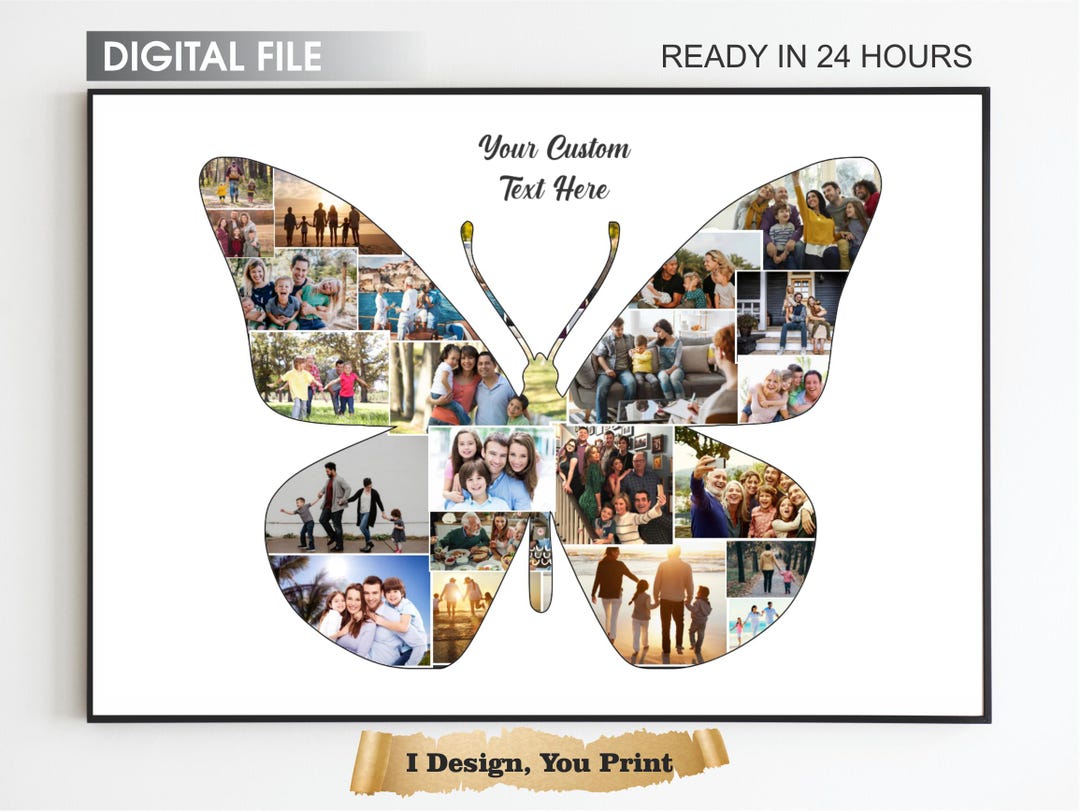 Custom Butterfly Photo Collage: Birthday Gift Wall Art (digital File ...