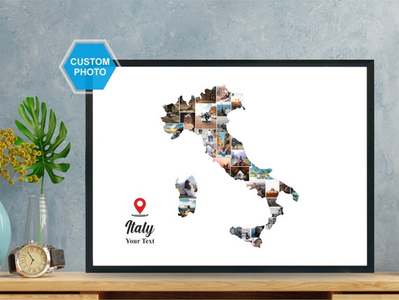 Italy Map Photo Collage Italy Travel Gift Map Photo Collage - Etsy