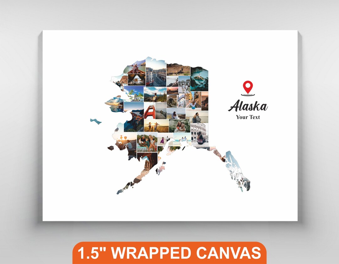 Alaska Map Photo Collage, Alaska Travel Gift, Map Photo Collage ...