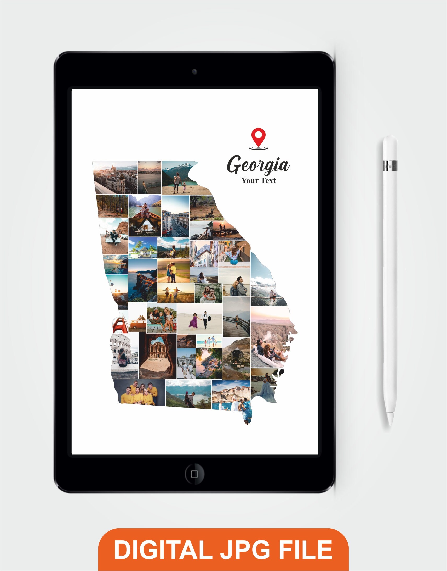 Georgia Map Photo Collage, Georgia Travel Gift, Map Photo Collage ...