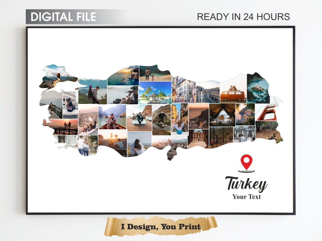 Turkey Map Photo Collage: Personalized Travel Gift (digital File ...