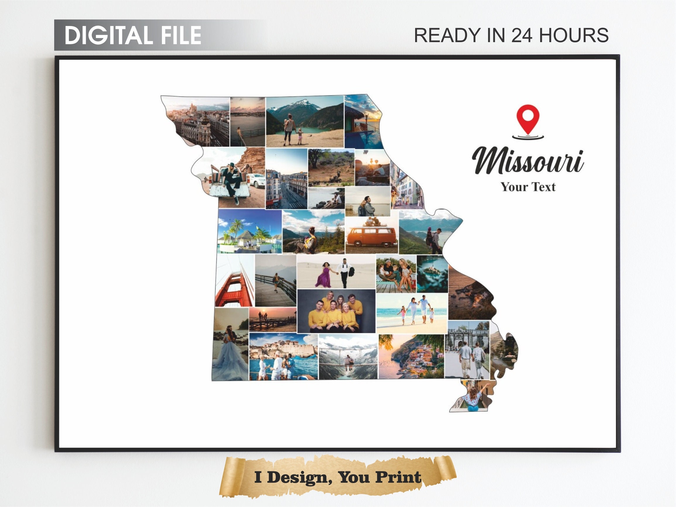 Missouri Map Photo Collage, Missouri Travel Gift, Map Photo Collage ...