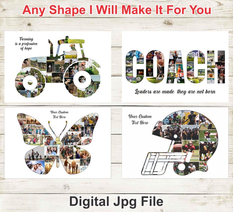 Custom Shape Photo Collage, Custom Shape Gift, Collage With Photos ...