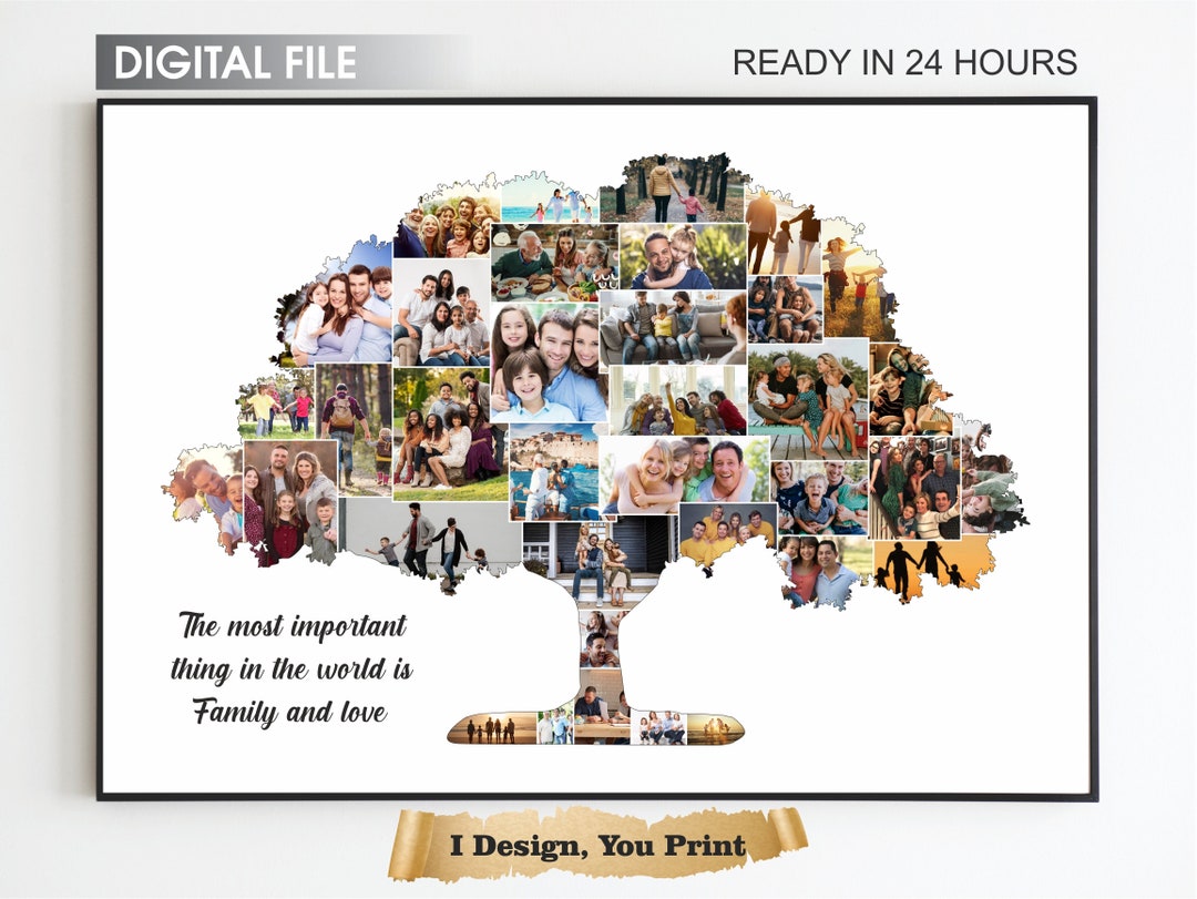 Family Tree Collage, Photo Tree Collage, Family Photo Collage, Digital ...