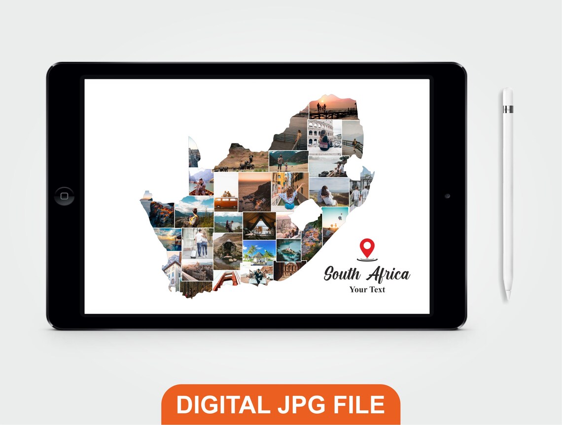South Africa Map Photo Collage, South Africa Travel Gift, Map Photo ...