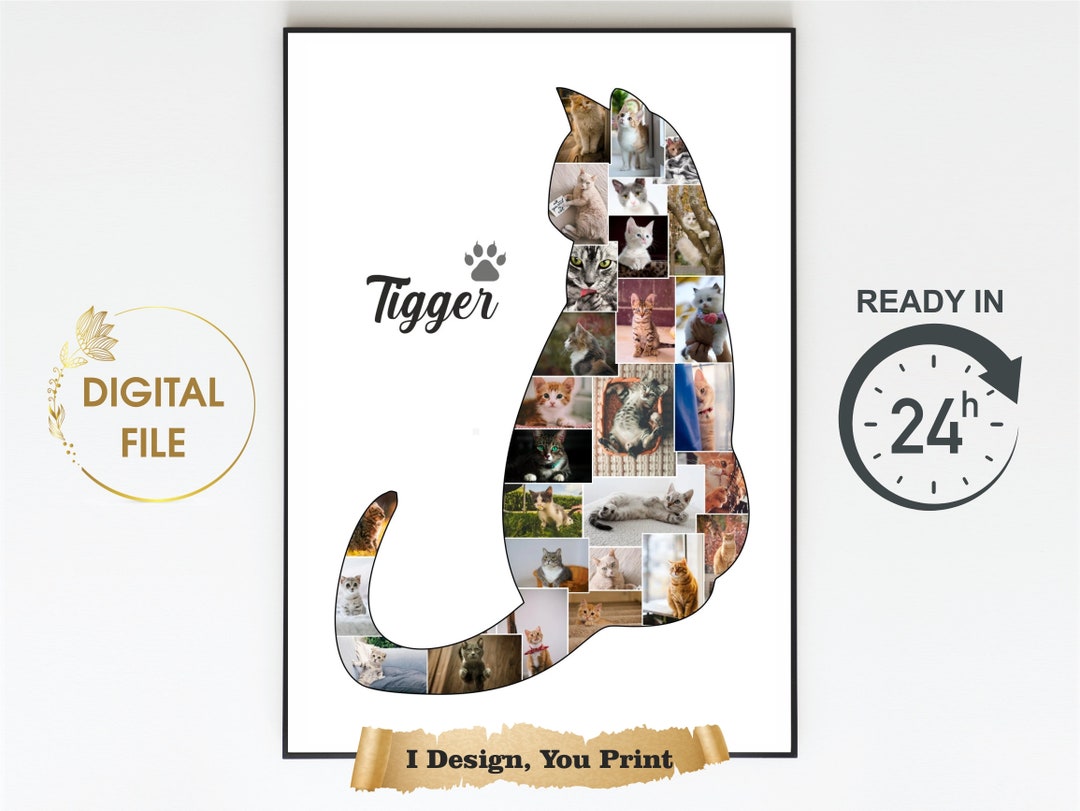 Personalized Cat Photo Collage Art Print: Custom Pet Gift (digital File ...