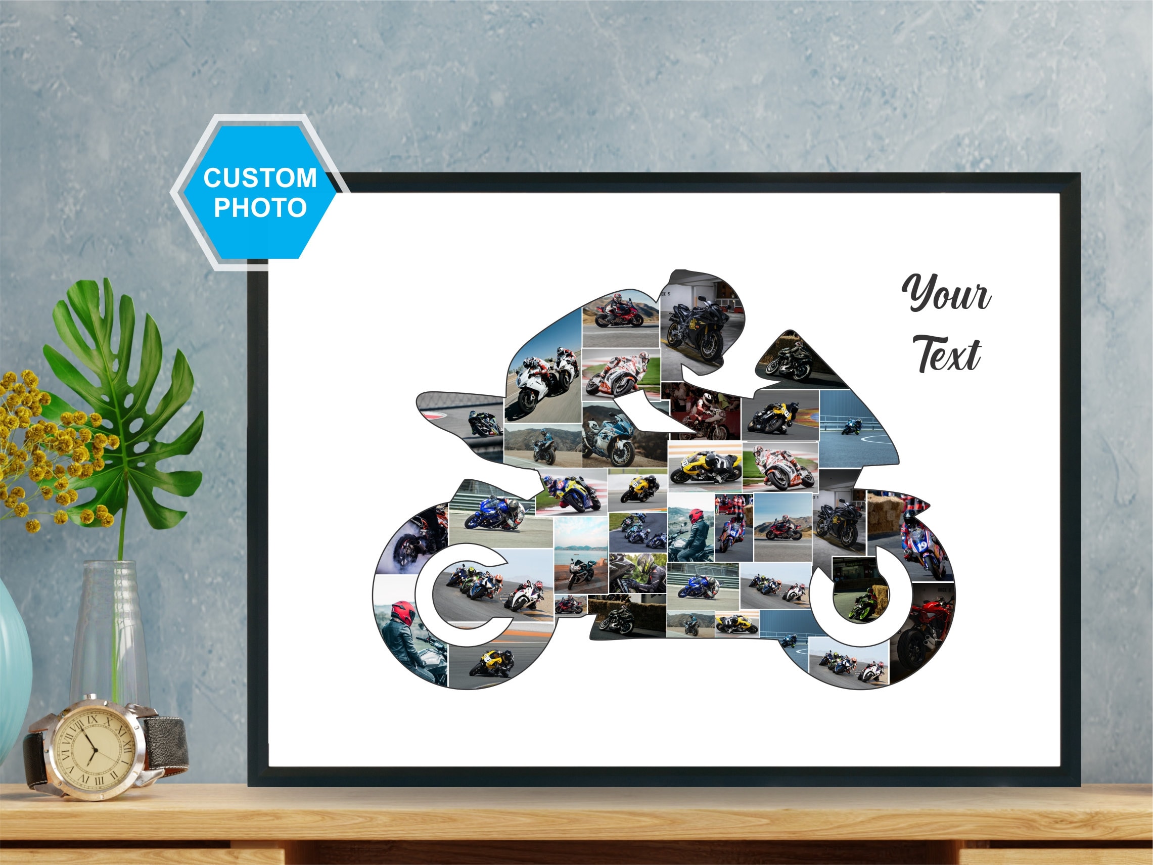 Motorcycle Photo Collage Art: Racing Lover Gift (digital File) - Etsy