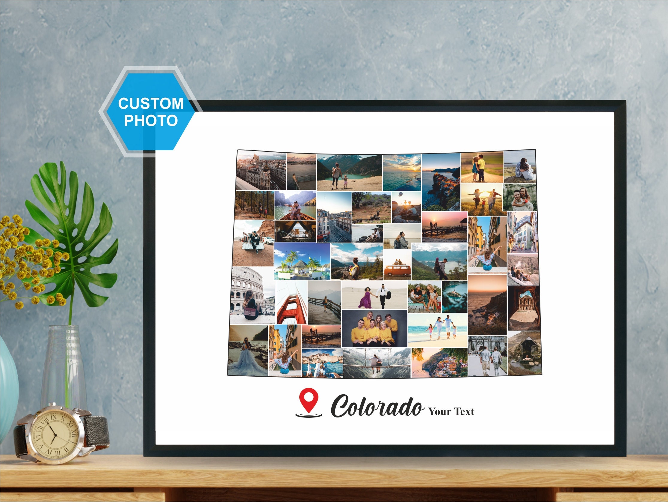 Collage de fotos de mapa de Colorado, regalo de viaje de Colorado ...