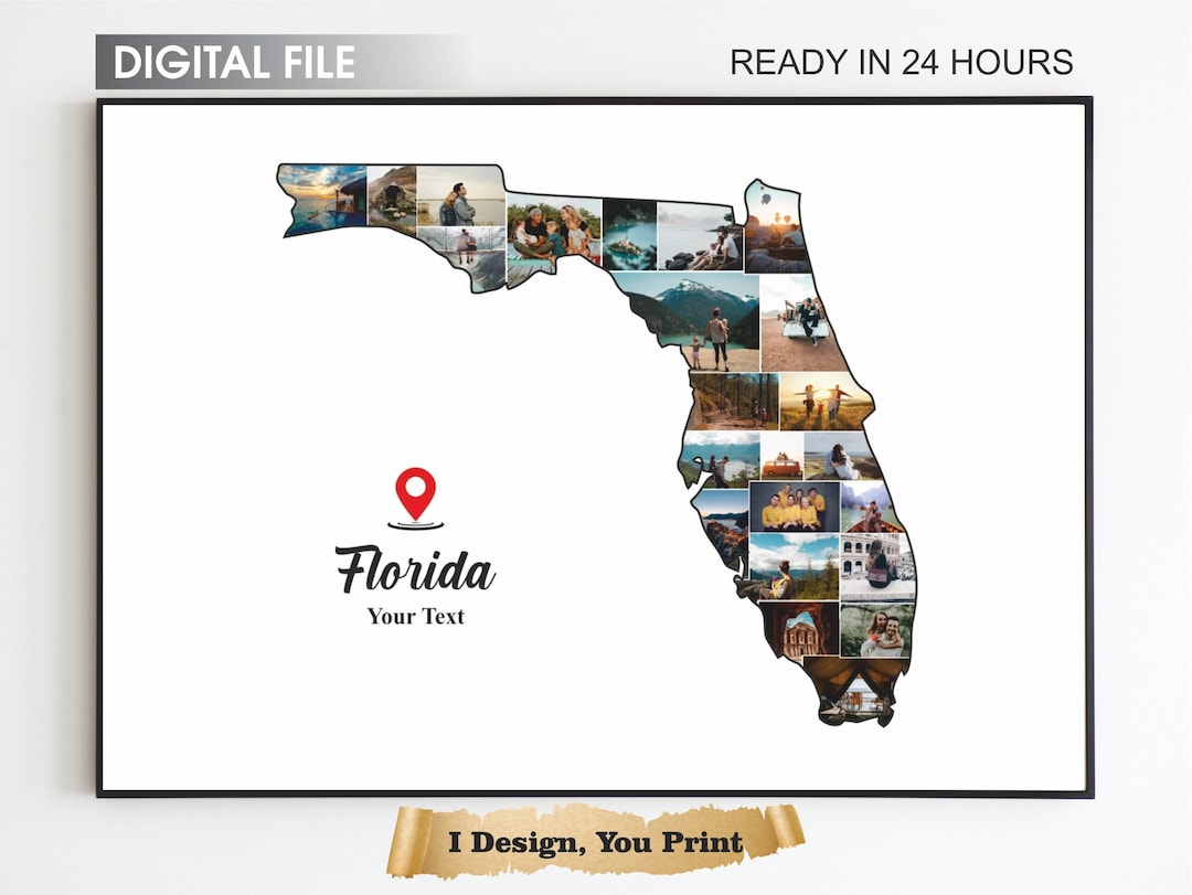 Florida Map Photo Collage: Personalized Travel Gift (digital File) - Etsy