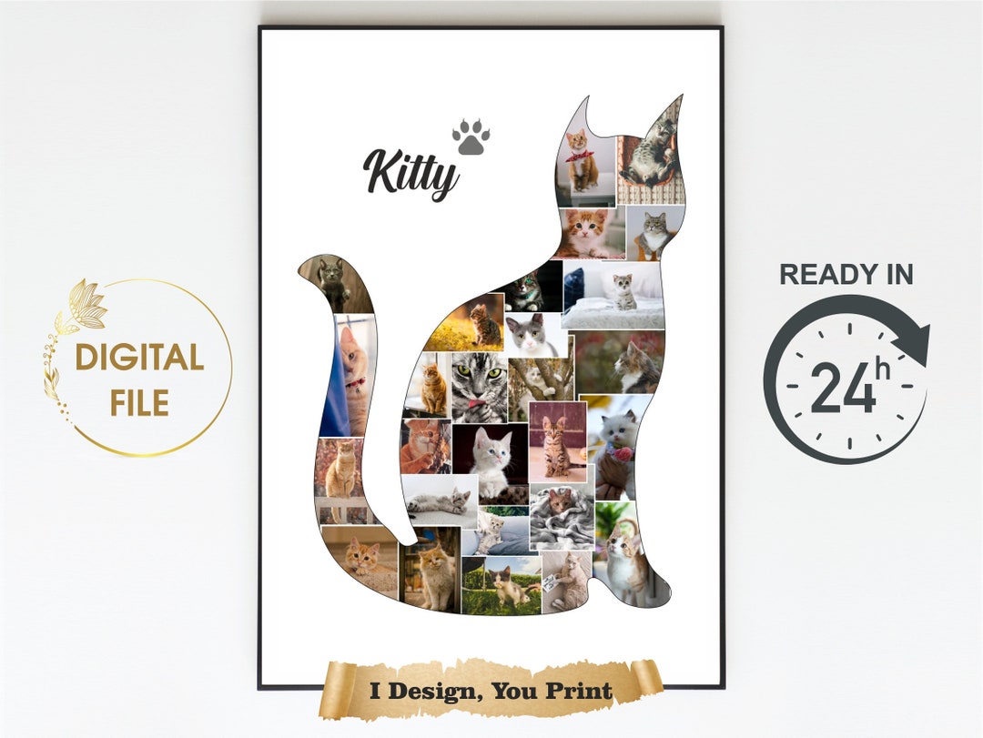 Personalized Cat Photo Collage Art Print: Custom Cat Gift (digital File ...