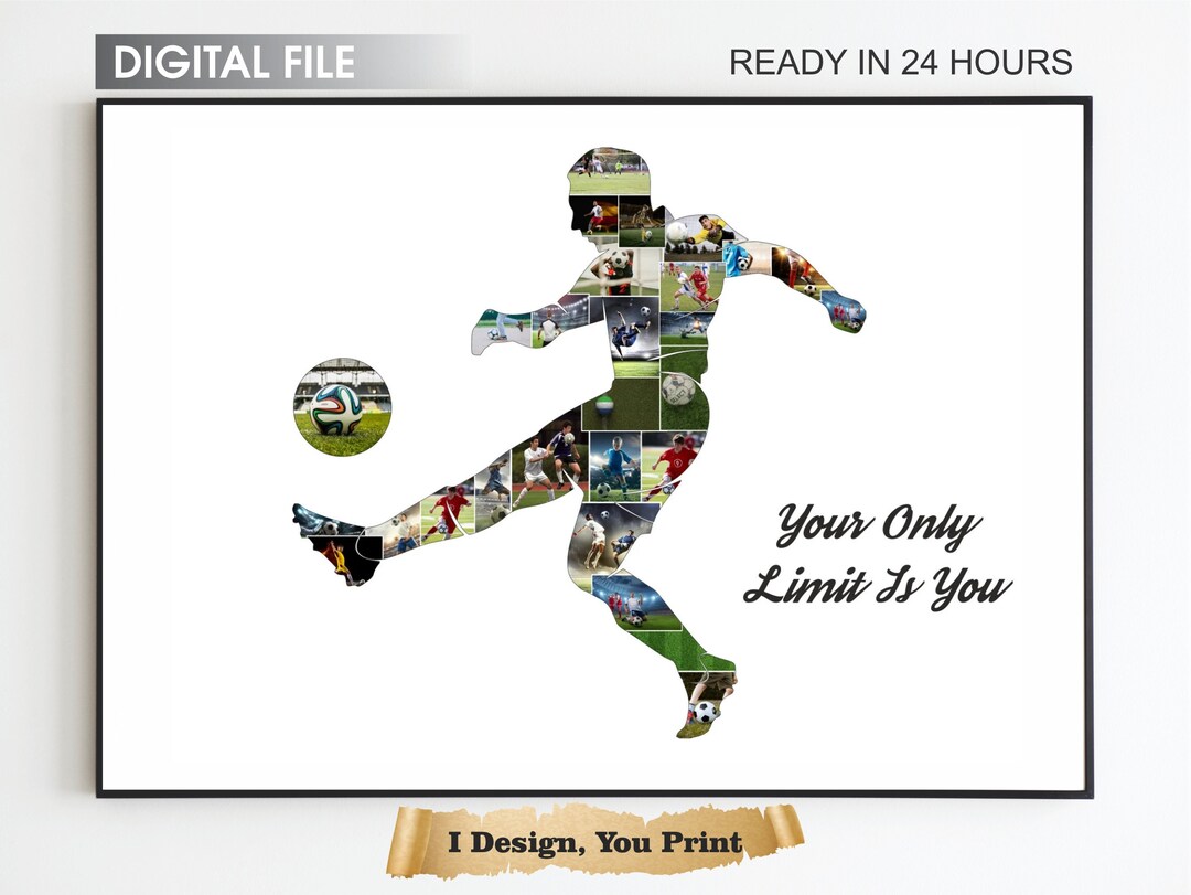 Football Photo Collage, Soccer Coach Gift, Football Gift, Sports Wall ...