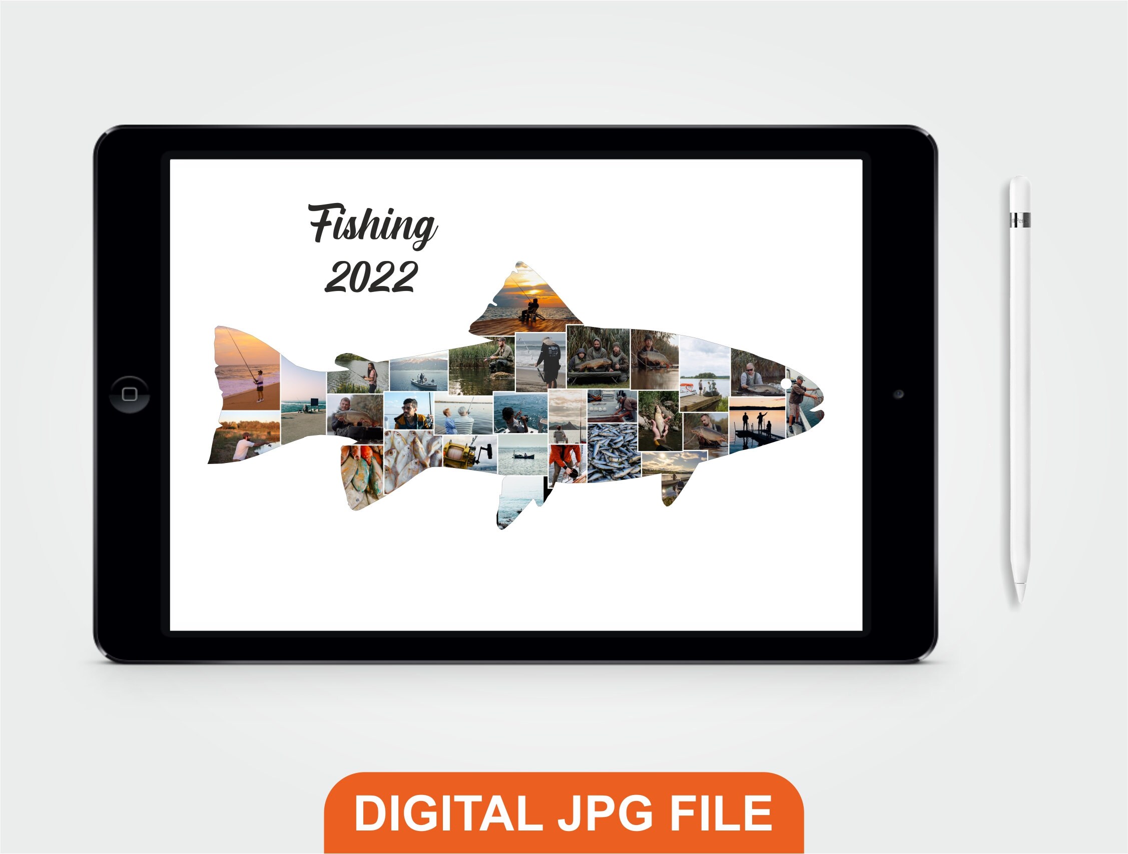 Fishing Photo Collage, Fishing Gift for Men, Bass Fishing Photo Collage ...