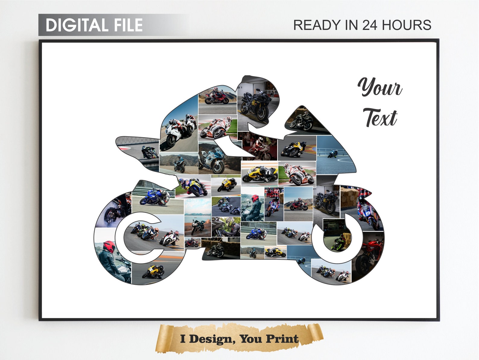 Motorcycle Photo Collage Art: Racing Lover Gift (digital File) - Etsy