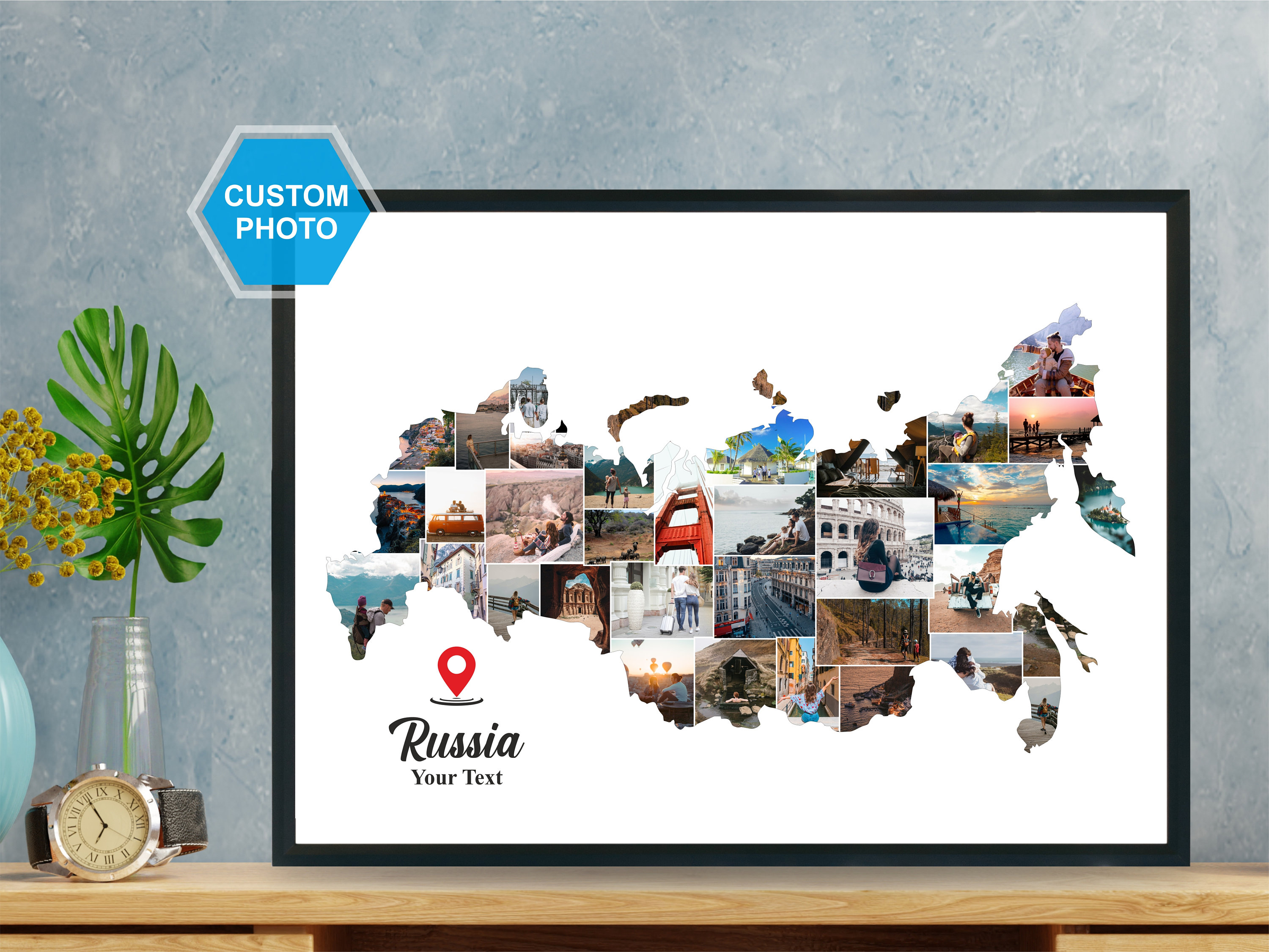 Russia Map Photo Collage, Russia Travel Gift, Map Photo Collage ...