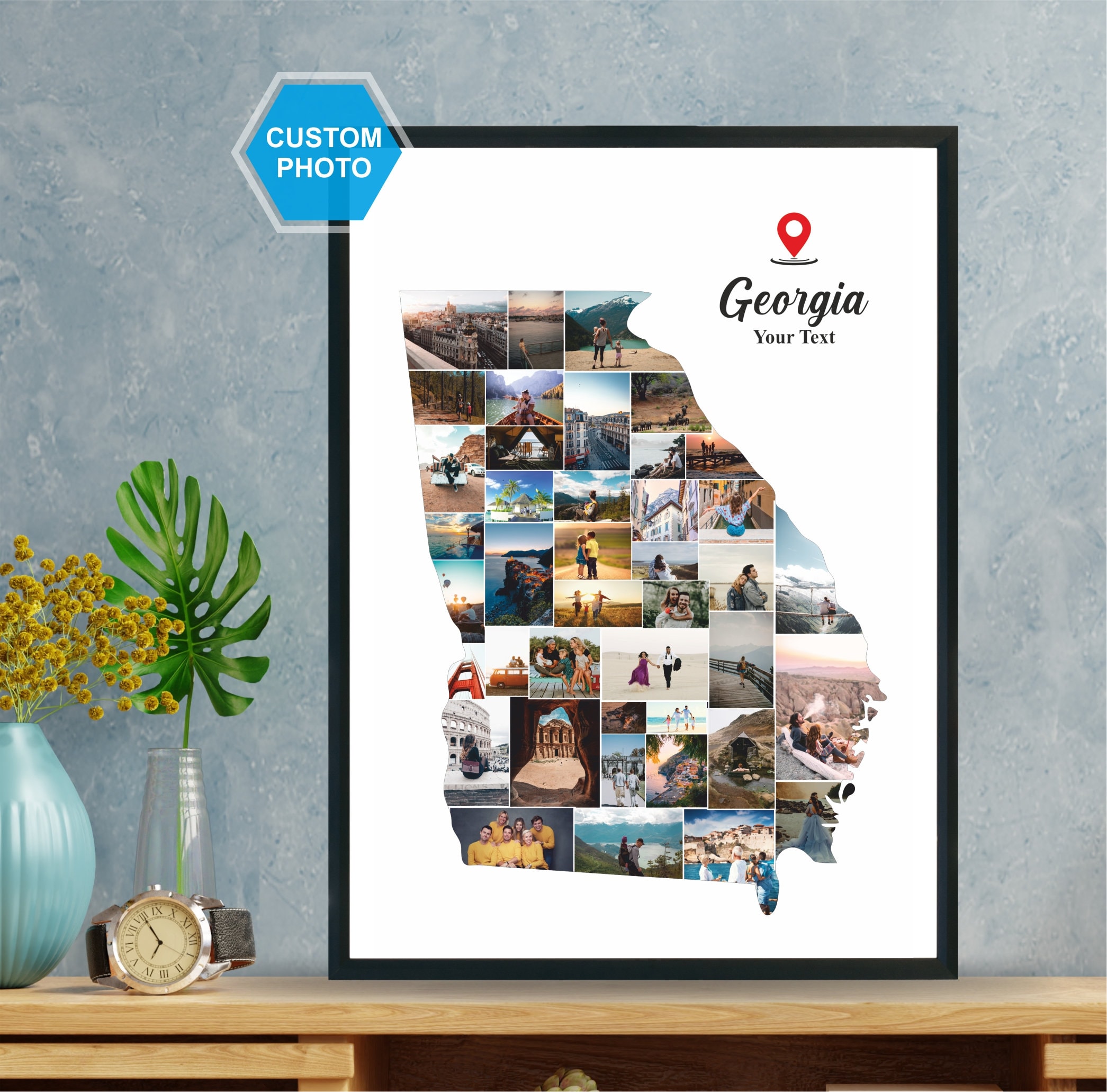 Georgia Map Photo Collage, Georgia Travel Gift, Map Photo Collage ...
