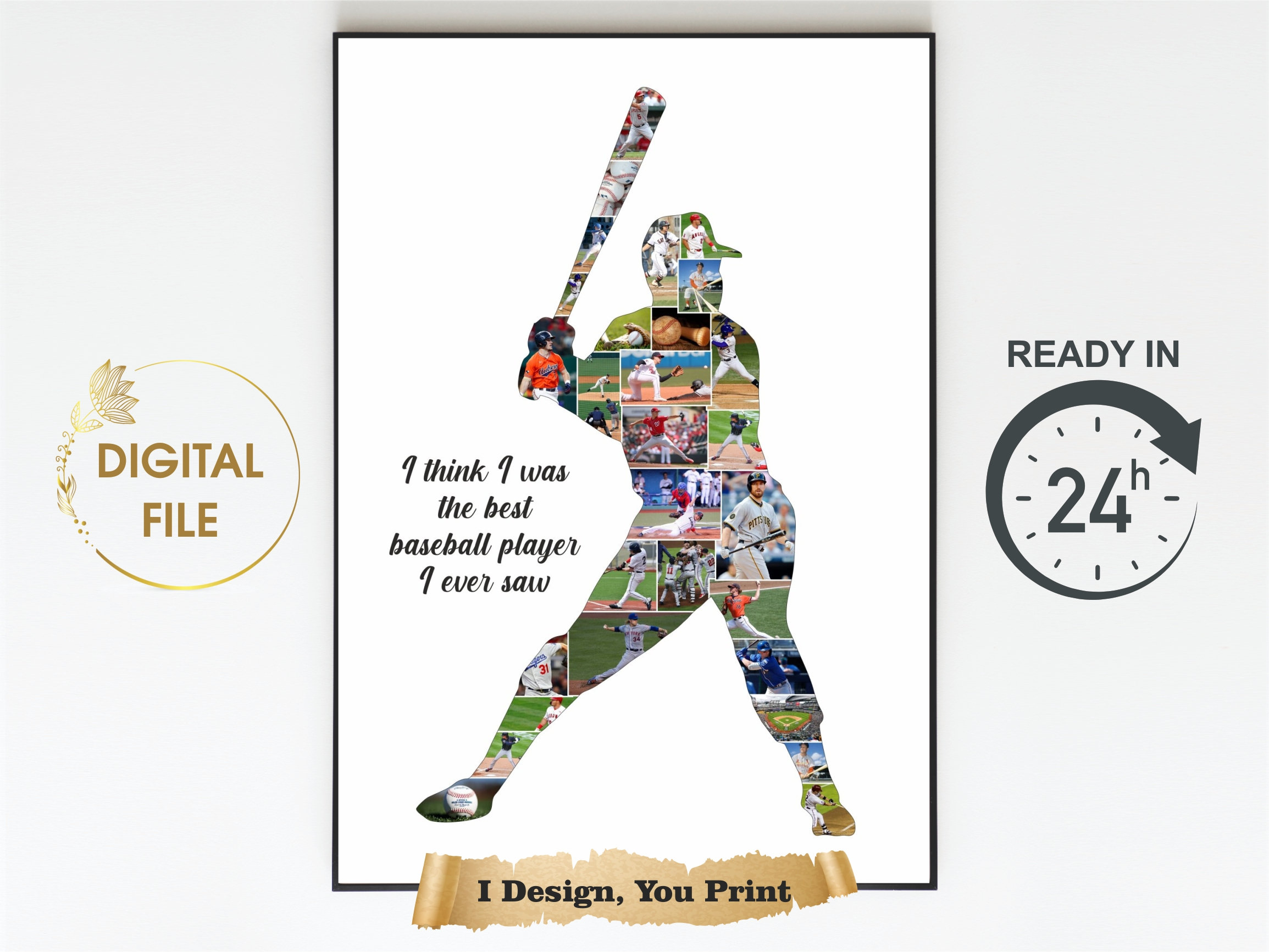 Baseball Photo Art, Baseball Collage, Baseball Photo Gift, Baseball ...