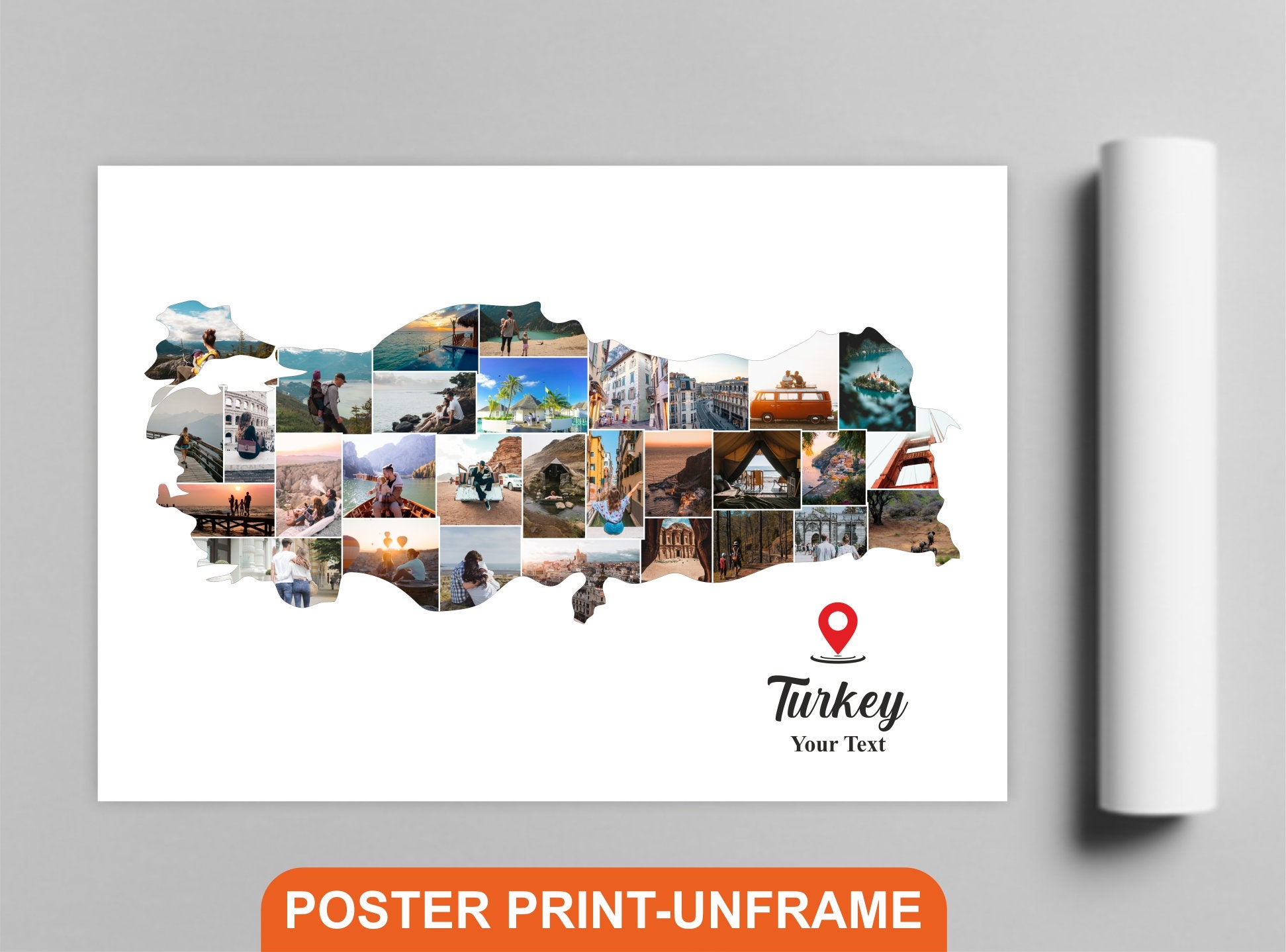 Turkey Map Photo Collage, Turkey Travel Gift, Map Photo Collage ...