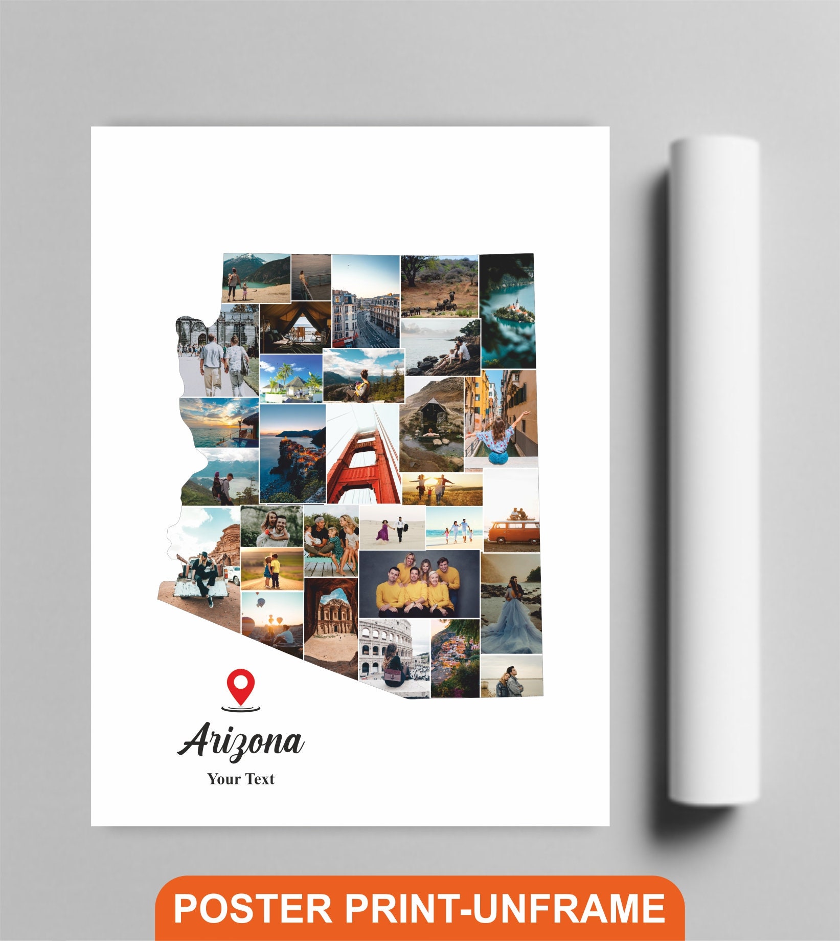 Arizona Map Photo Collage Arizona Travel Gift Map Photo - Etsy