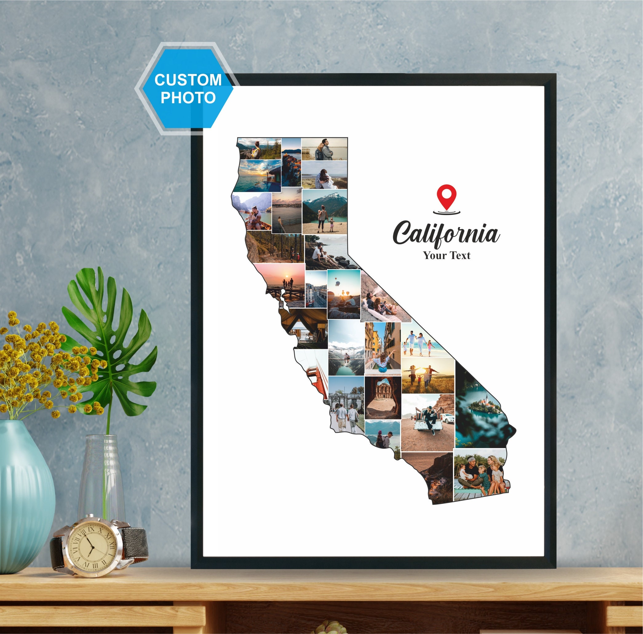 California Map Photo Collage, California Travel Gift, Map Photo Collage ...