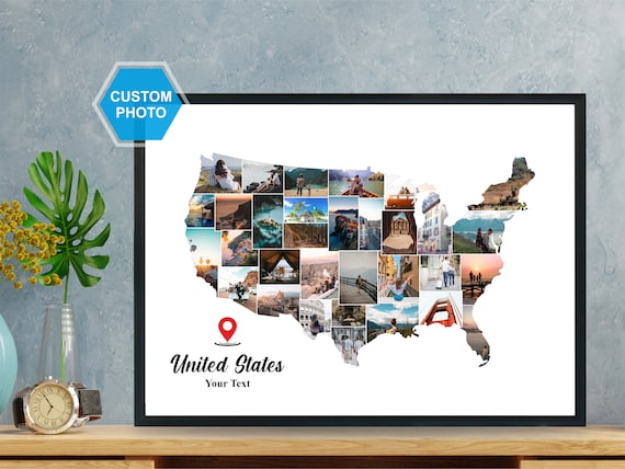 U.S.A Map Photo Collage United States Travel Gift Map Photo - Etsy