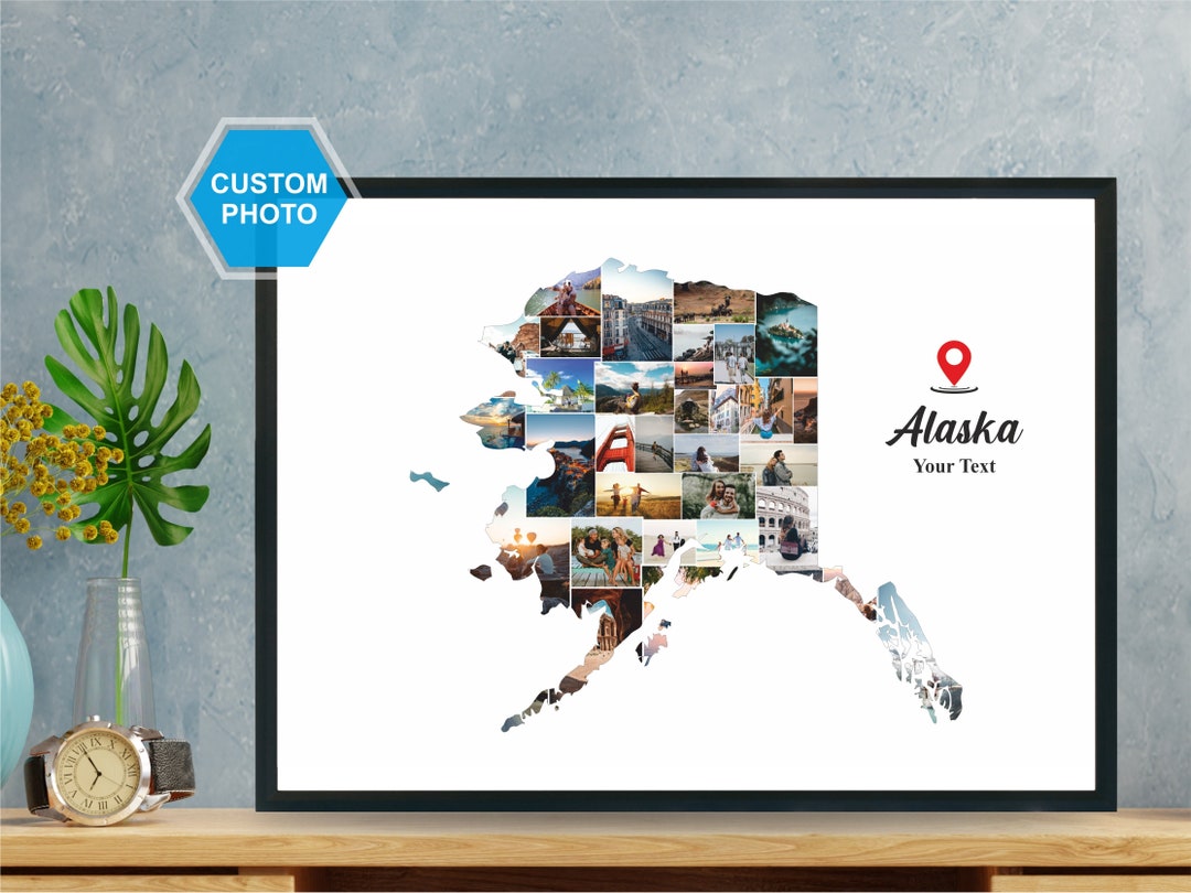 Alaska Map Photo Collage Alaska Travel Gift Map Photo - Etsy