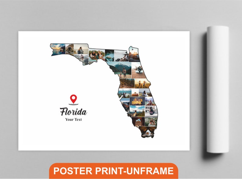 Florida Map Photo Collage: Personalized Travel Gift (digital File) - Etsy