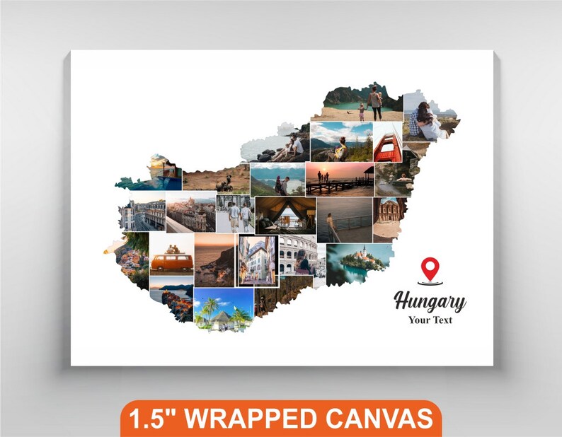 Hungary Map Photo Collage Hungary Travel Gift Map Photo - Etsy