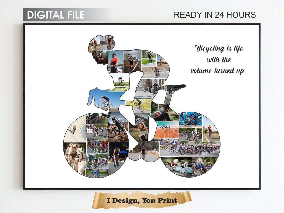 Cycling Photo Collage, Cycling Wall Art, Professional Cyclist Gifts ...