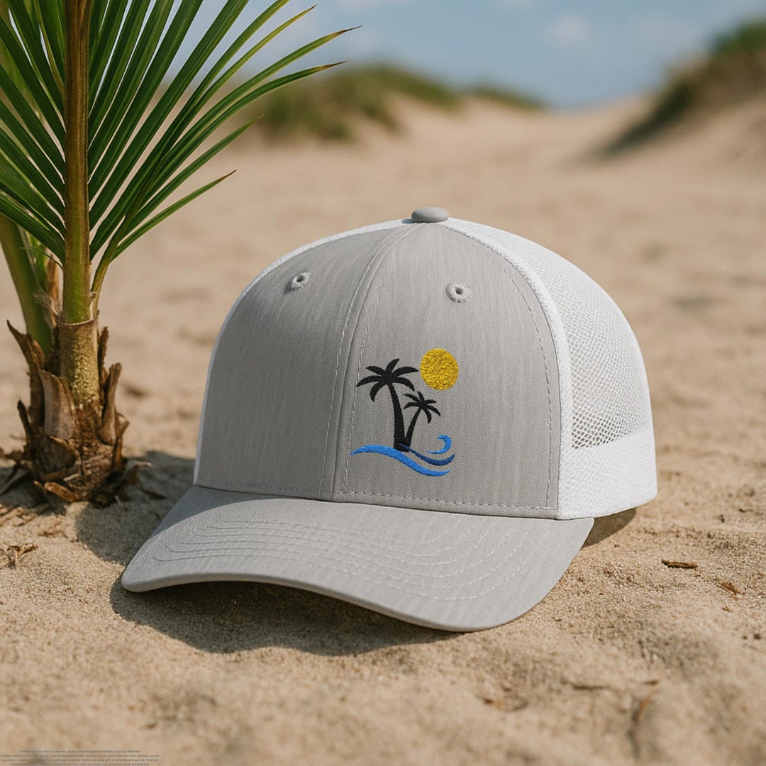 Tropical Palm Tree Trucker Hat for Men and Women, Summer Beach Hat With ...