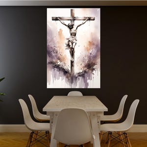 Jesus Wall Art, Christ on the Cross,watercolor,canvas Wall Art Print ...