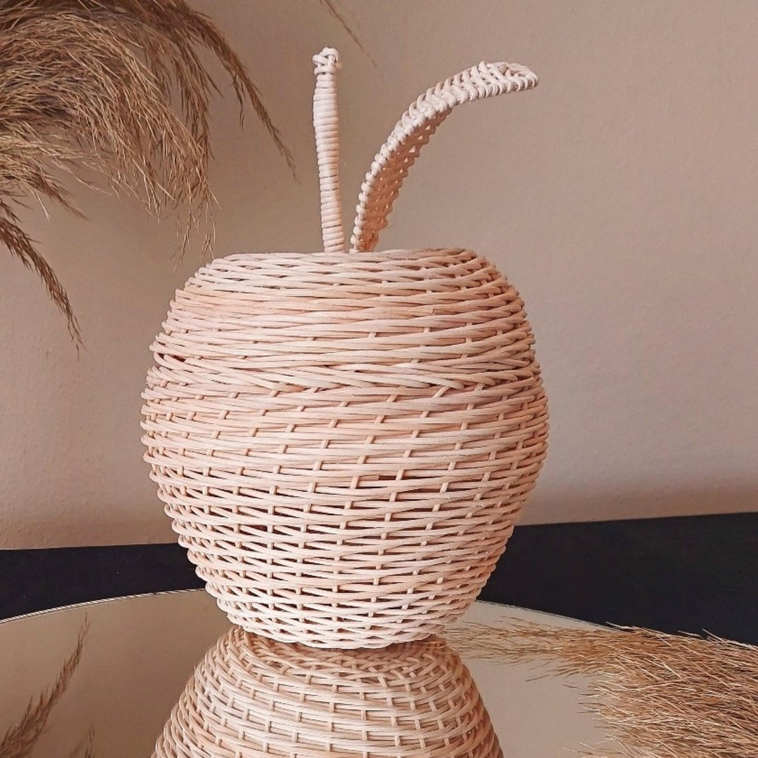 Bamboo Rattan Apple With Natural Color Handmade Apple Basket - Etsy