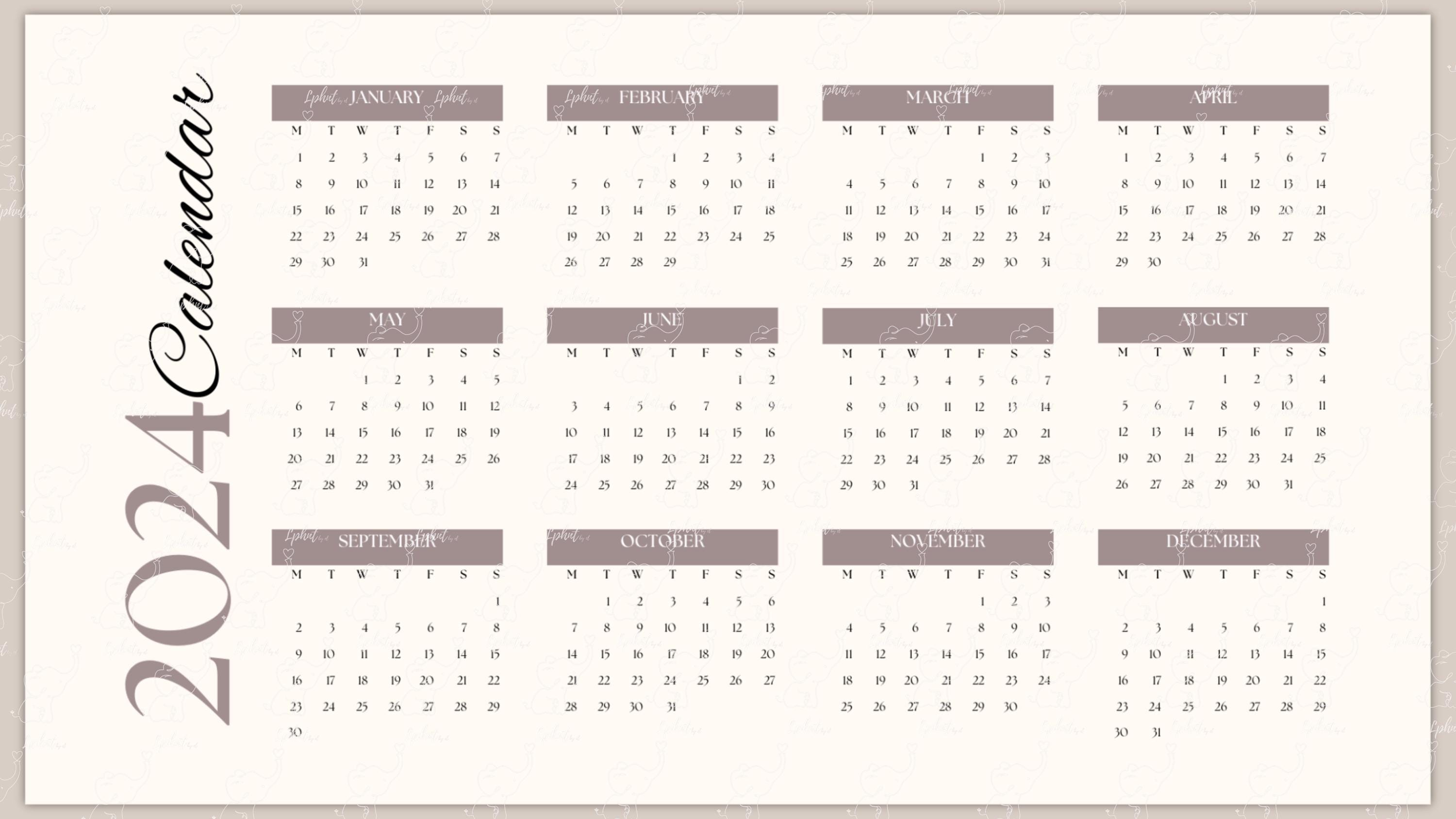 Beige Printable Organisers Calendar 2024 2025 2026 - Weekly - Monthly ...